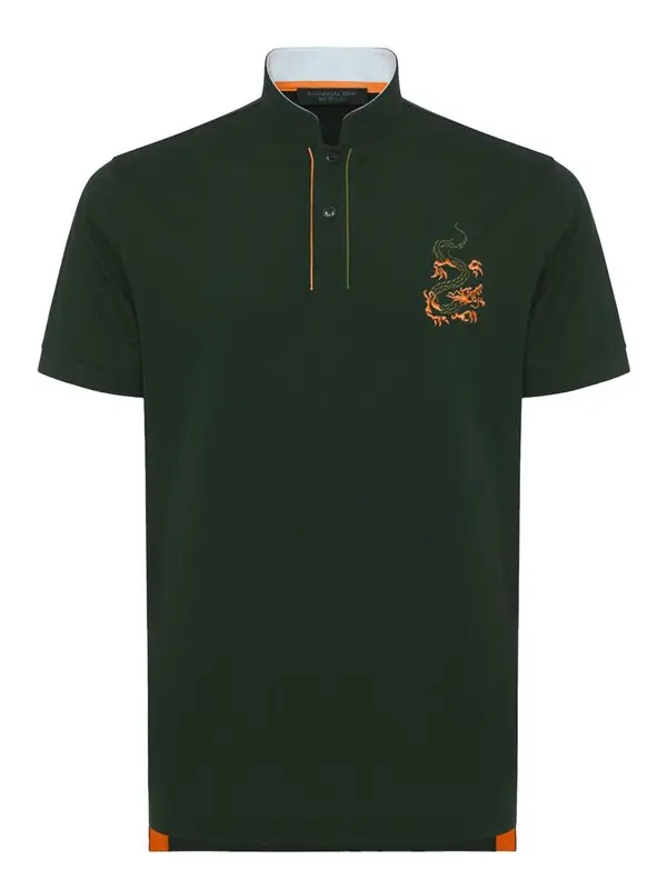 Shanghai Tang Dragon-embroidery Cotton Polo Shirt - Green
