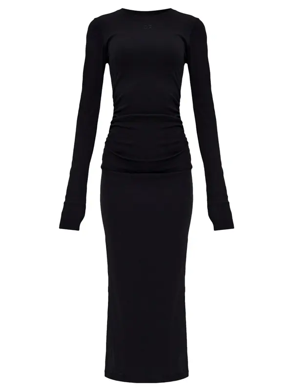 GANNI Long-sleeve Midi Dress - Black