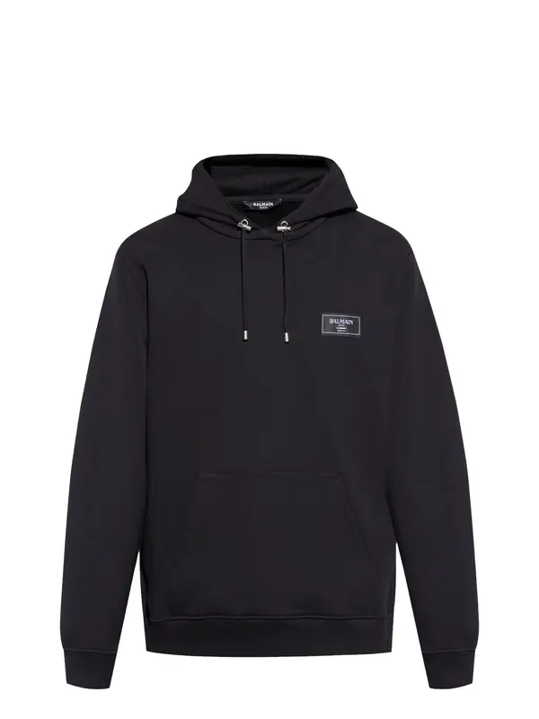 Balmain Logo-patch Hoodie - Black