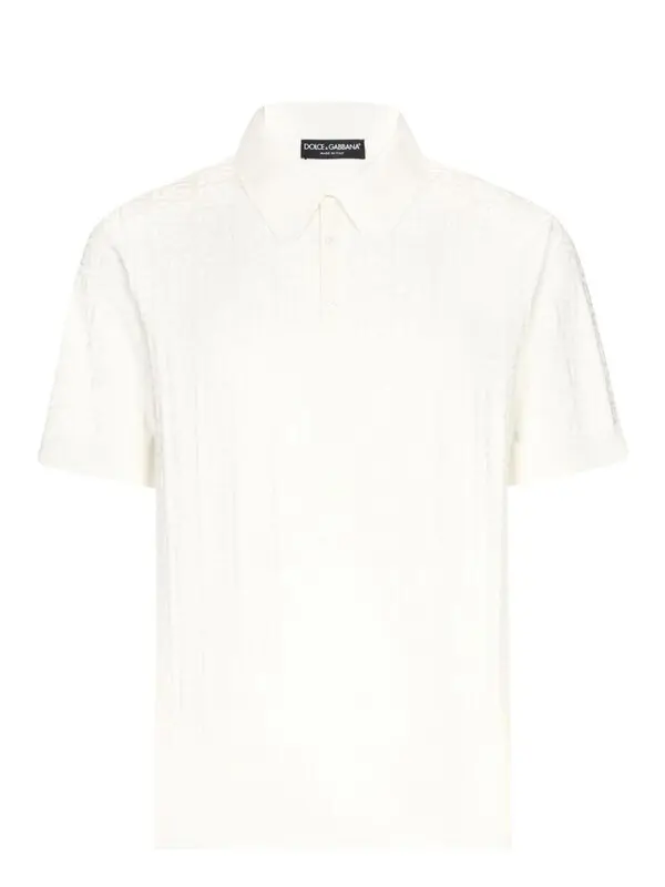 Dolce & Gabbana Monogram-jacquard Silk Polo Shirt - White