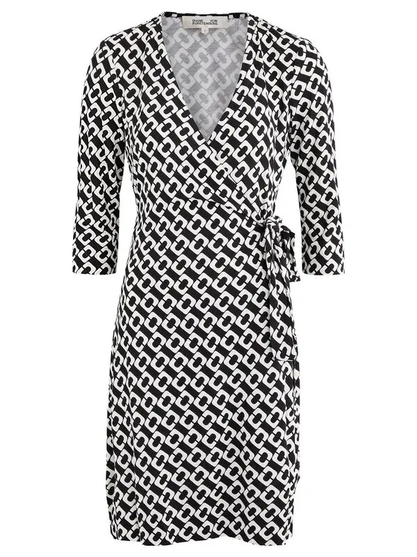 Diane Von Furstenberg Julian Printed Mini Wrap Dress - Black And White