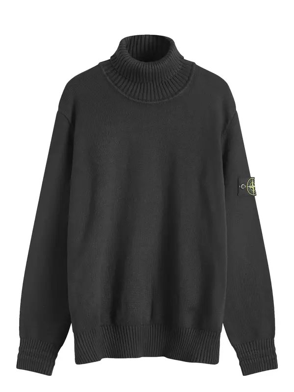 Stone Island Winter Cotton Turtleneck Knit - Black