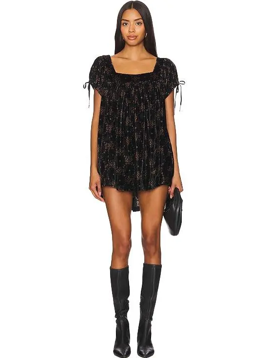Free People We The Free Velvet Summer Camp Tunic Dress - Black Combo