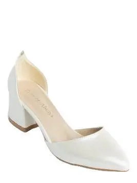FOREVER & ALWAYS SHOES Fiona Low Block Heels - Ivory