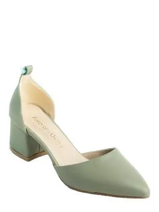 FOREVER & ALWAYS SHOES Fiona Low Block Heels - Olive Green