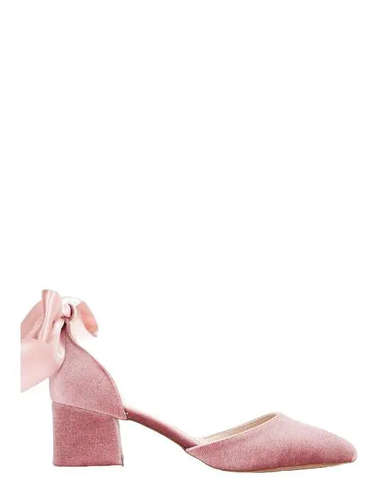 FOREVER & ALWAYS SHOES Fiona Low Block Heels - Rose Velvet