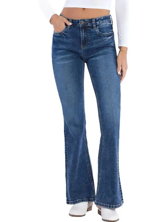 HINT OF BLU Mid-rise Flare Jeans - Victorian Blue