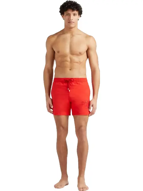 Vilebrequin Snake Embroidered Swim Trunks - Coquelicot