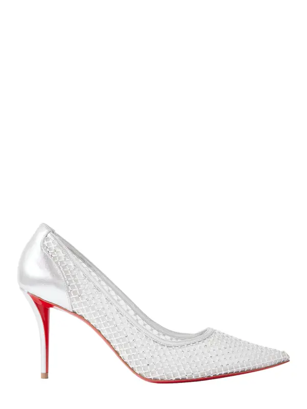 CHRISTIAN LOUBOUTIN Apostropha 80 Crystal-embellished Mesh Pumps - Silver