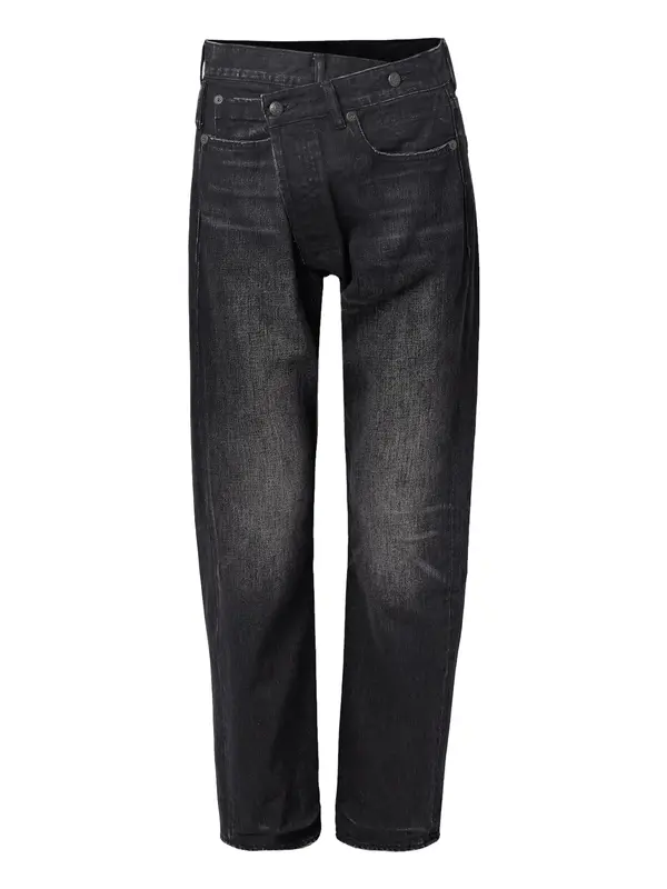 R13 Crossover Asymmetric Distressed Mid-rise Boyfriend Jeans - Black