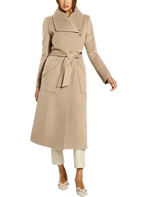 Sentaler Wide Collar Long Wrap Coat - Camel