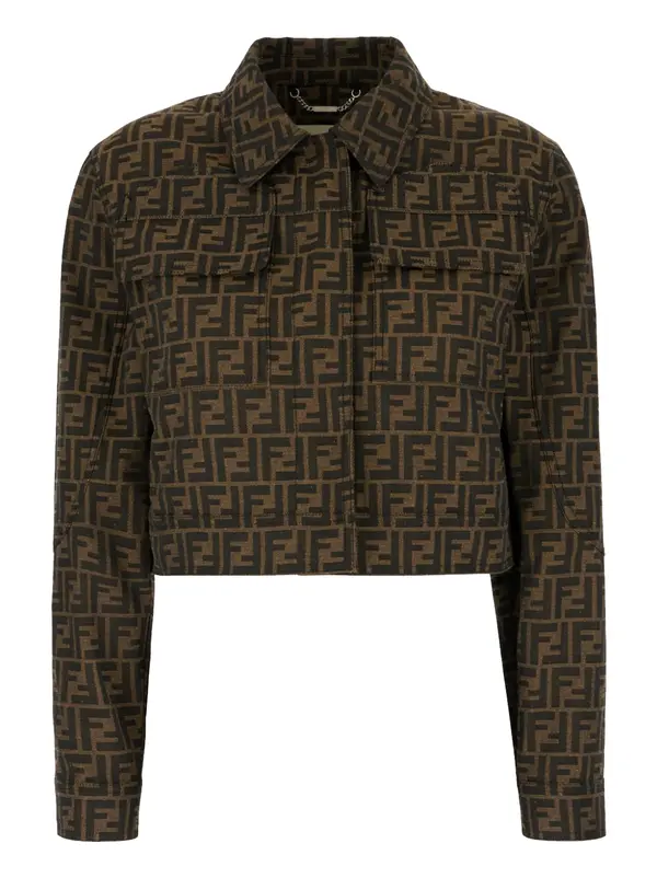 Fendi Ff-motif Cropped Jacket - Brown