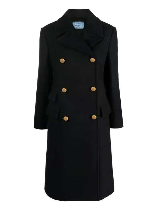 Prada Virgin Wool Double-breasted Coat - Black