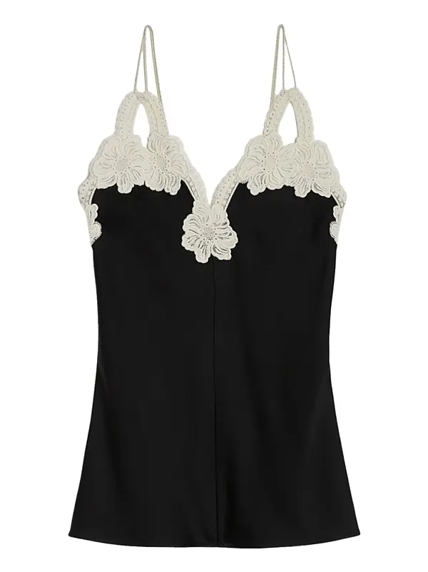 JIL SANDER Floral Embroidered Top - Black