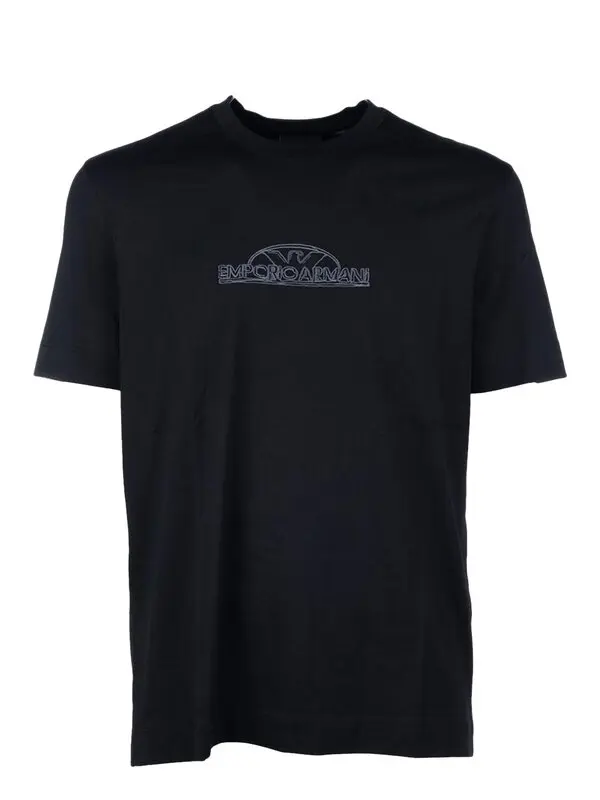 Emporio Armani Embroidered-logo T-shirt - Black