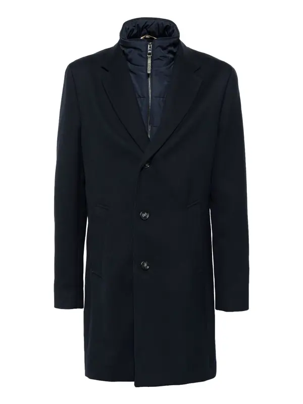 BOSS Paneled Single-breasted Coat - Blue