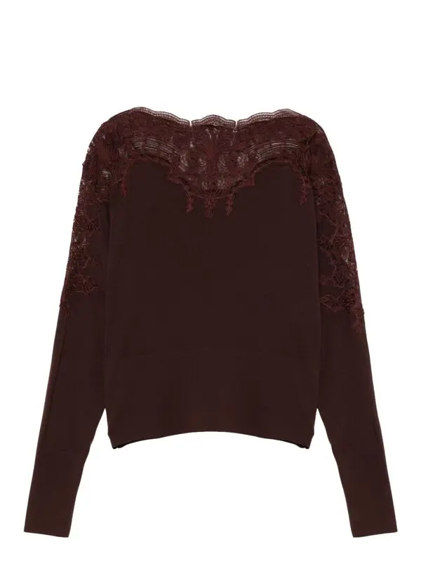 Ermanno Scervino Lace-embellished Sweater - Brown
