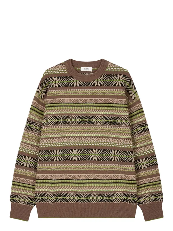 STUDIO TOMBOY Fair Isle Intarsia Knit Sweater - Brown