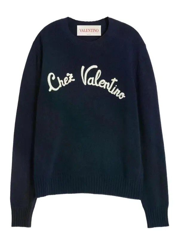 Valentino Garavani Chez-embroidered Wool Sweater - Blue