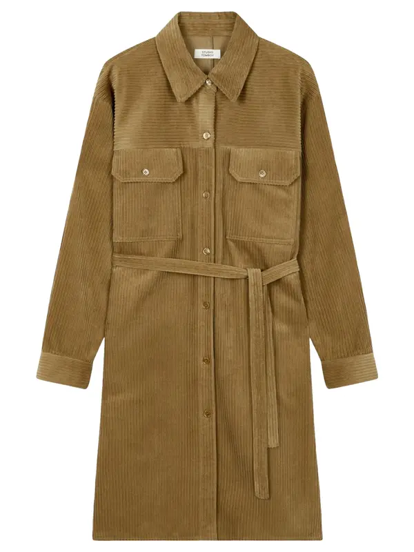 STUDIO TOMBOY Corduroy Shirt Dress - Neutrals