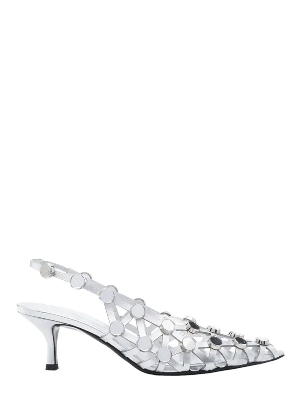 Attico Grid Slingback Pumps - Silver