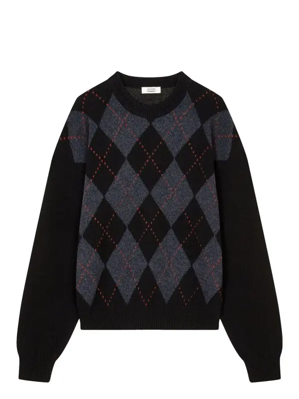STUDIO TOMBOY Argyle Knit Sweater - Black