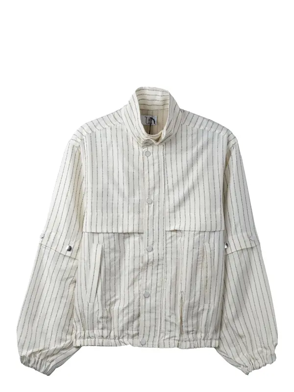 WINNIE N.Y.C Striped Bomber Jacket - White