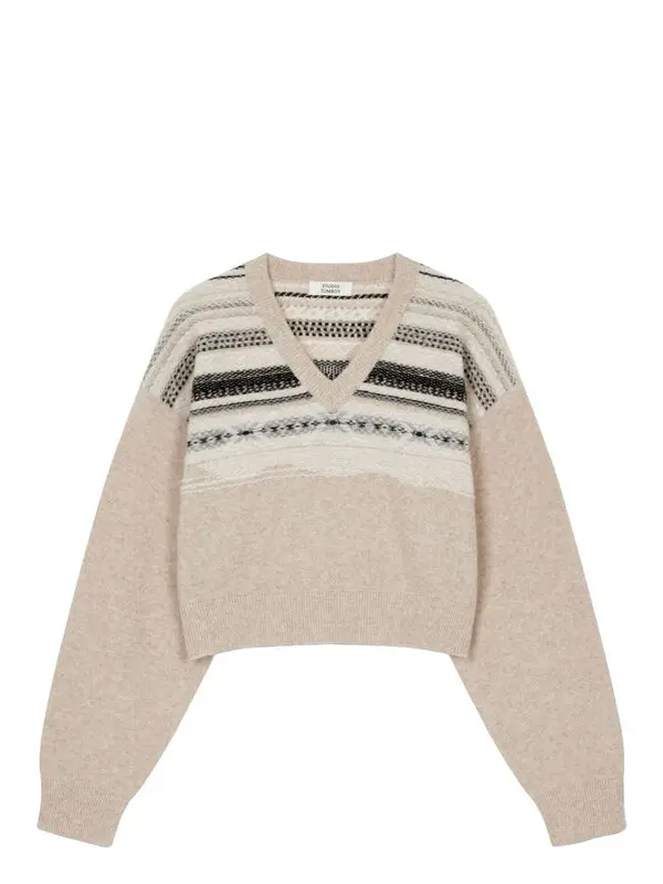 STUDIO TOMBOY Patterned Sweater - Neutrals
