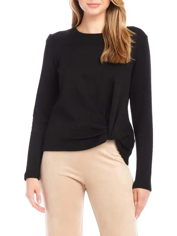 Karen Kane Knot Hem Knit Top - Black
