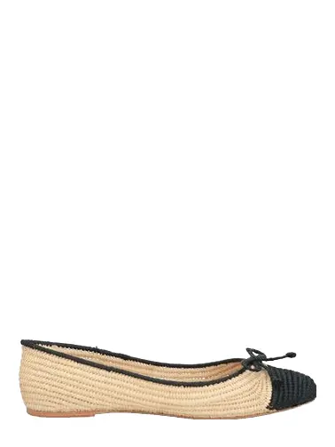 PALOMA BARCELO Raffia Ballet Flats - Beige