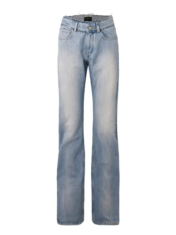 Balenciaga Frayed Low-rise Straight-leg Jeans - Blue