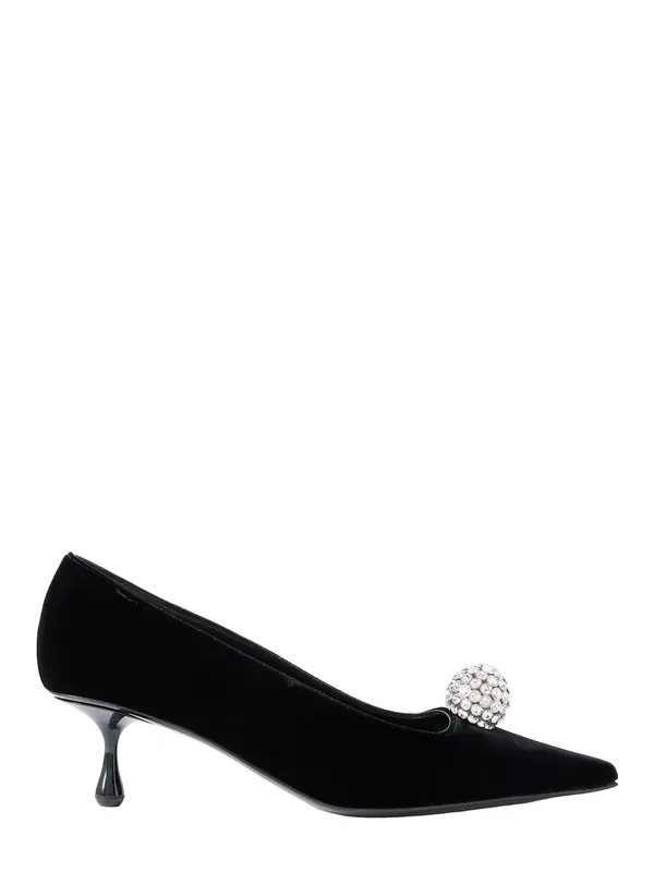 JIMMY CHOO Orb 50 Crystal-embellished Velvet Pumps - Black