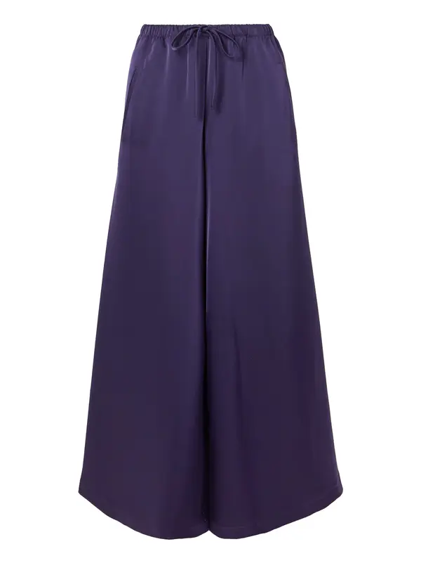 LESET Barb Satin Wide-leg Pants - Blue
