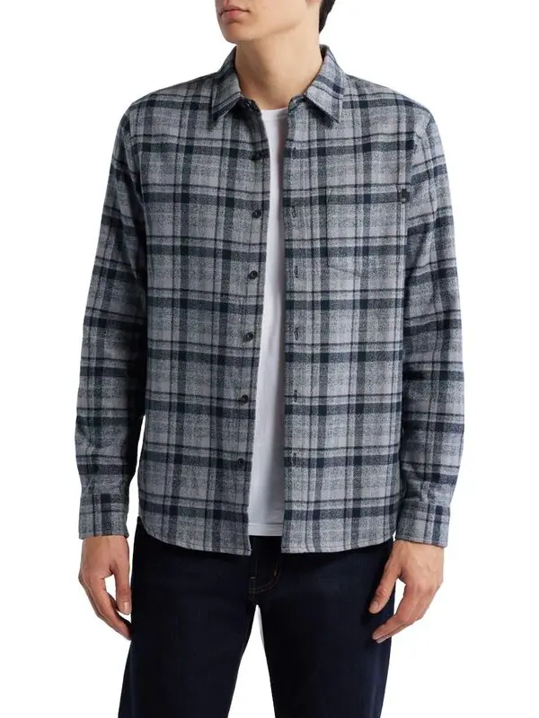 Ag Aiden Plaid Cotton Button-up Shirt - Tartan Plaid Dark Grey Multi