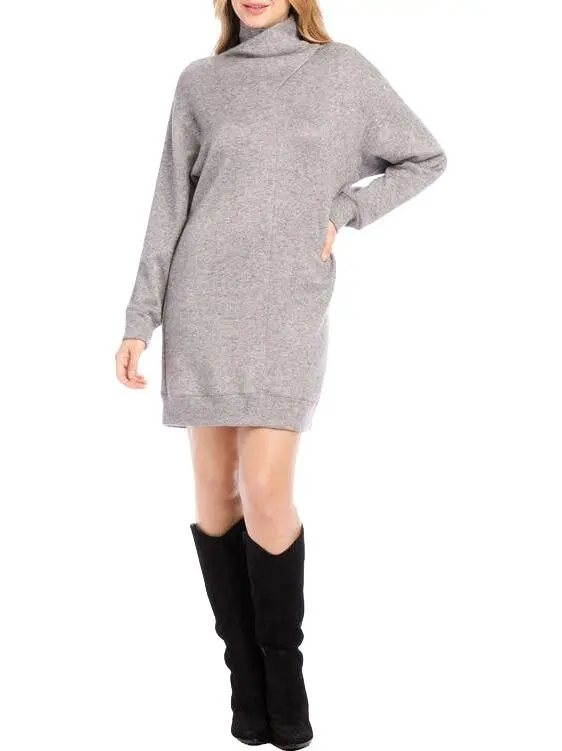 Karen Kane Long Sleeve Turtleneck Sweater Dress - Gray