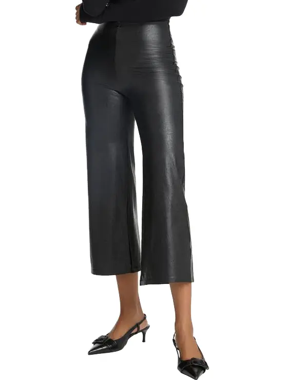 Commando Faux Leather Cropped Wide Leg Leggings - Black
