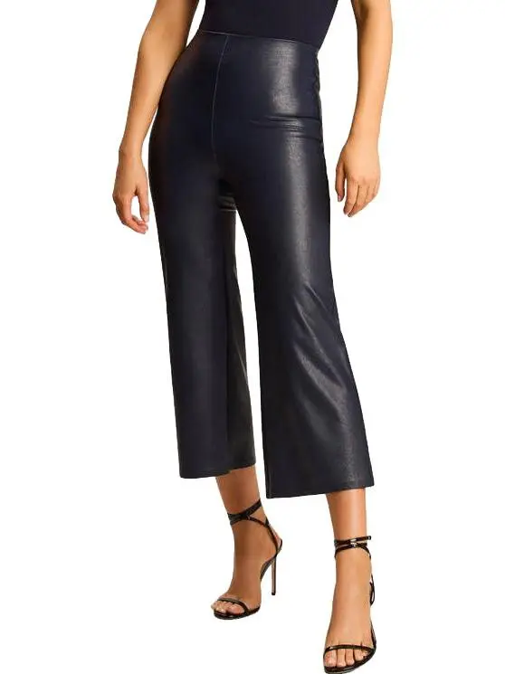 Commando Faux Leather Crop Wide Leg Pants - Navy