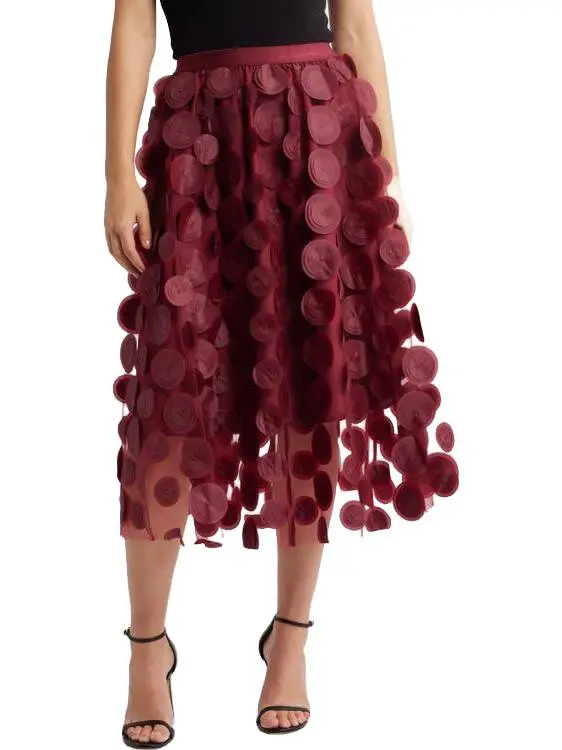 NIKKI LUND Kretsa Circle Appliqué Skirt - Wine
