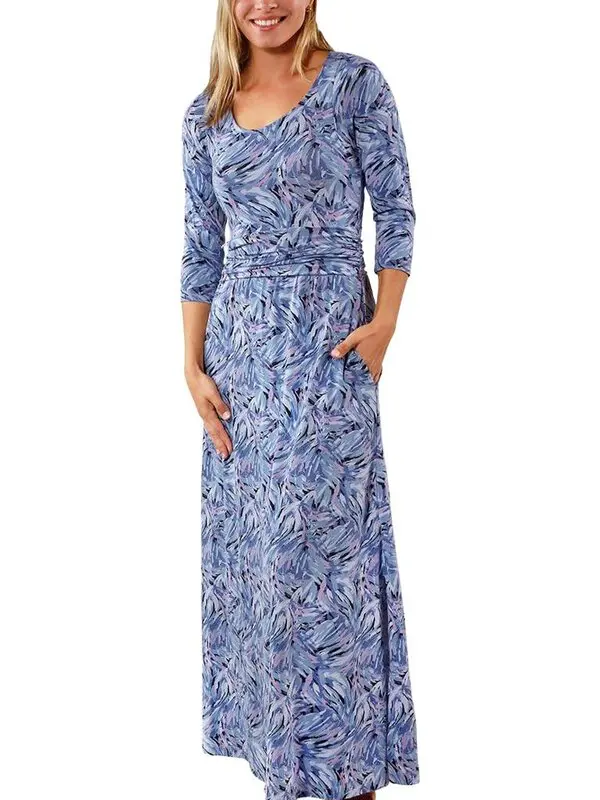 UV SKINZ Scoop Neck Maxi Dress - Brushstrokes