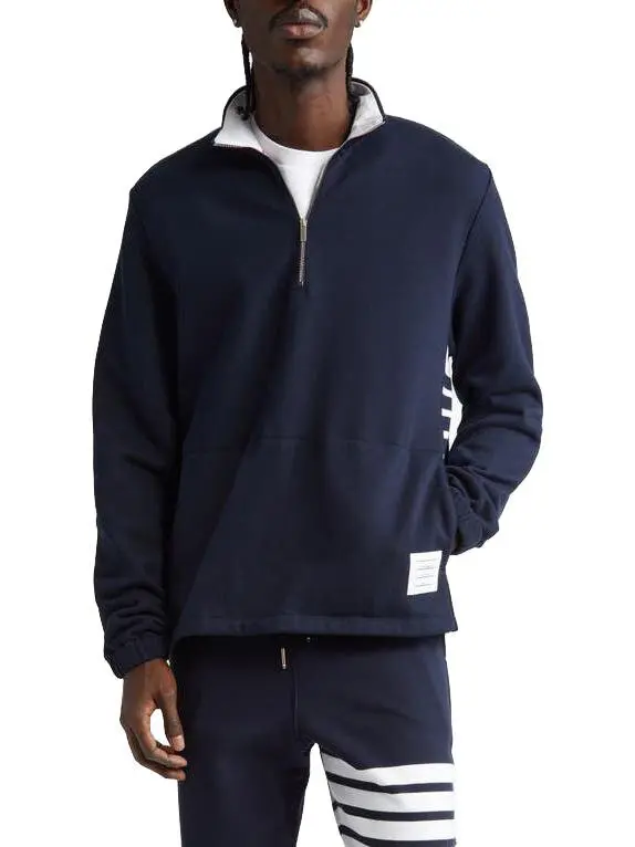 Thom Browne 4-bar Stripe Funnel Neck Half Zip Sweatshirt - 415 Navy