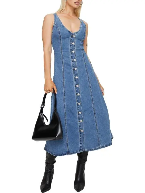 Princess Polly Midler Denim Midi Dress - Blue