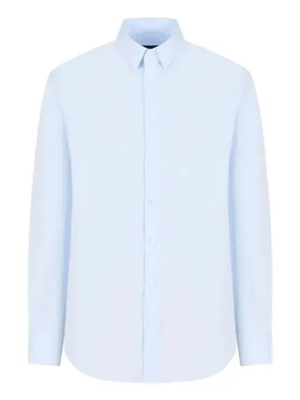 Giorgio Armani Stretch Fabric Shirt With Collar Stays - Blue