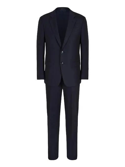 Giorgio Armani Single-breasted, Water-repellent Wool Suit From The Soft Line - Navy