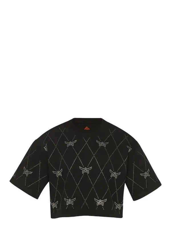 Mcm Lauretos Crystal Ponte T-shirt - Black