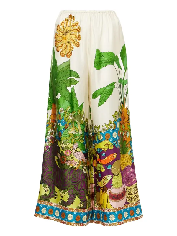 ALEMAIS Tiger Silk Twill Wide-leg Pants - Multicoloured