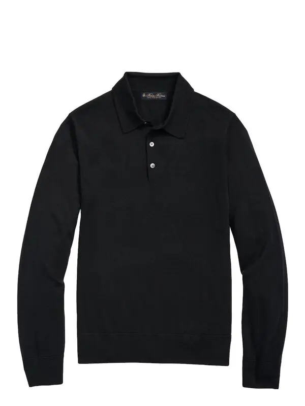 Brooks Brothers Long Sleeve Merino Wool Polo - Black