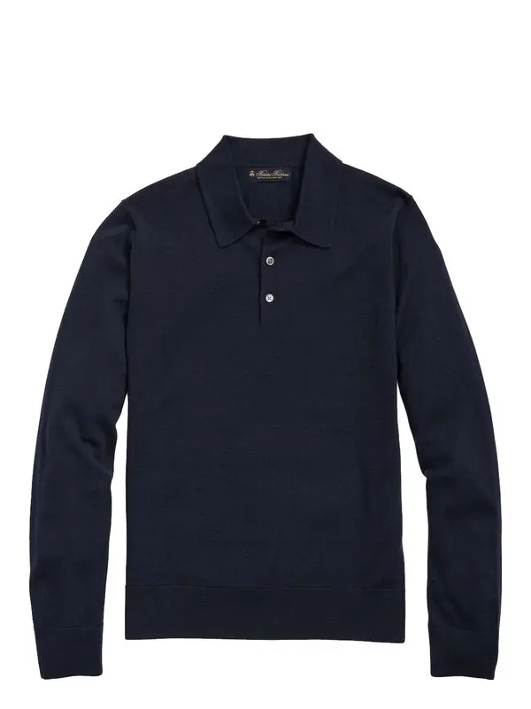 Brooks Brothers Long Sleeve Merino Wool Polo - Navy