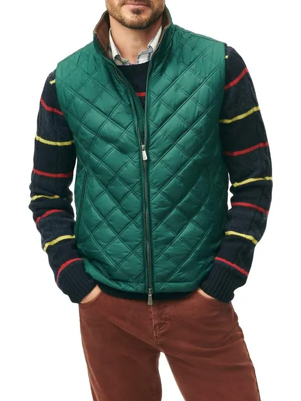 Brooks Brothers Paddock Diamond Quilted Vest - Dark Green