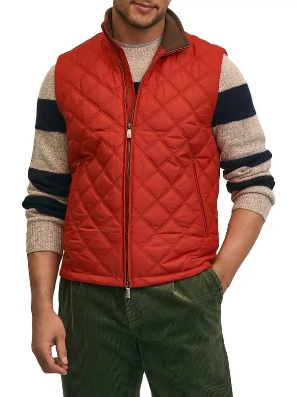 Brooks Brothers Paddock Diamond Quilted Vest - Equestrian Red