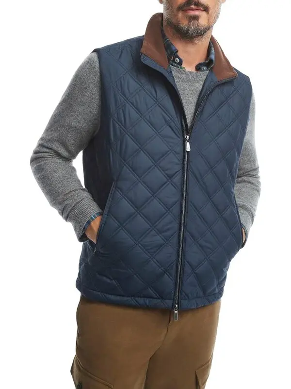 Brooks Brothers Paddock Diamond Quilted Vest - Navy Blazer